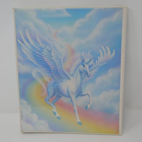 Mead | Office | Vtg 8s Unicorn Flying Rainbow Mead Data Center Notebook ...